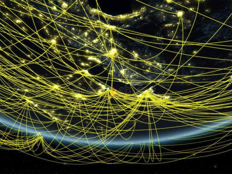 Qatar Network, Constellation Style Country Map. Stock Vector ...