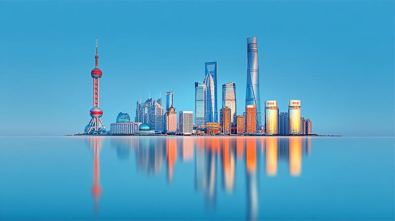 Qatar, Doha City View at Sunset Stock Illustration - Illustration of ...