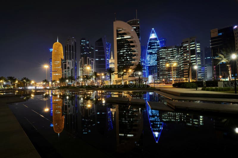 Doha, Qatar at night editorial image. Image of night - 37991060