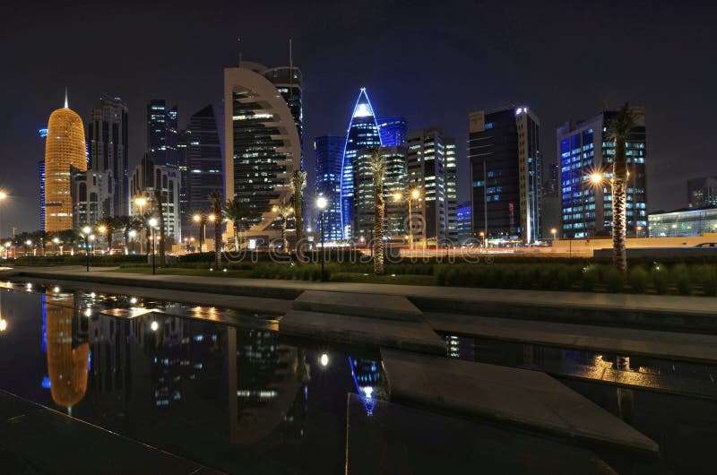 Qatar doha at night. editorial image. Image of beautiful - 89554155
