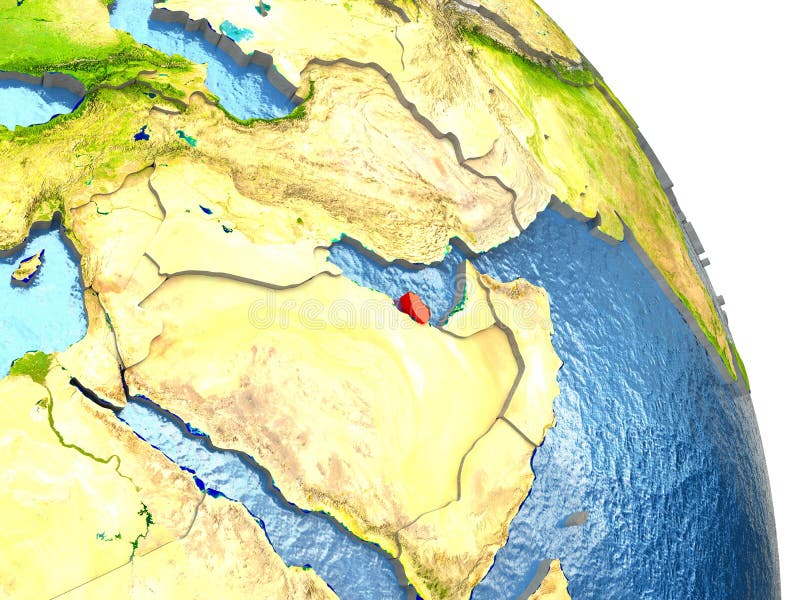 Qatar on Earth in red stock illustration. Illustration of asia - 84560962