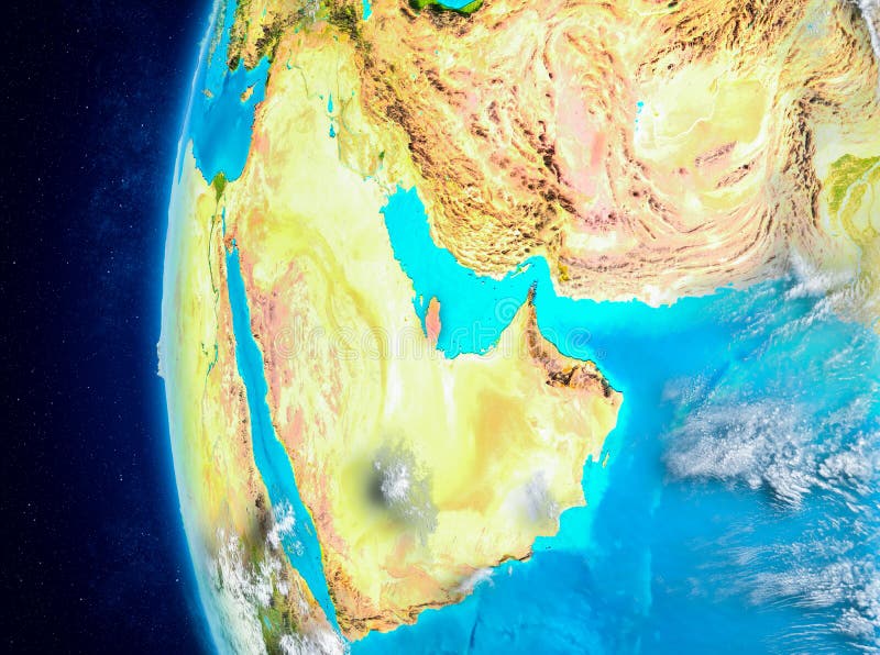 Qatar on Earth from space stock image. Image of international - 112613595