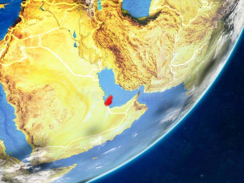 Qatar on Earth from space stock illustration. Illustration of ...