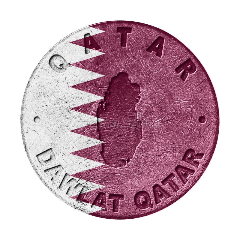 Qatar Flag Button with Map stock illustration. Illustration of qatar ...