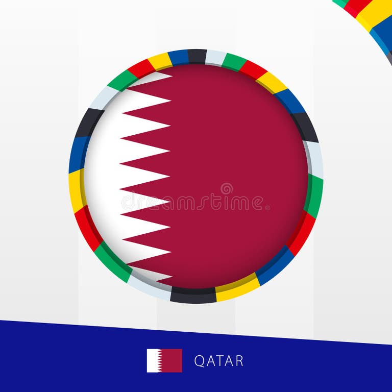 Qatar Flag with Colorful Circle Border Stock Vector - Illustration of ...