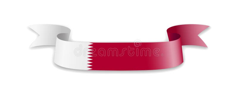 Qatar Flag in the Form of Wave Ribbon Stock Illustration - Illustration ...