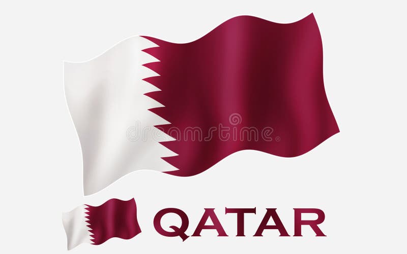 Qatar Flag Illustration with Fabric Texture with QATAR Text with White ...