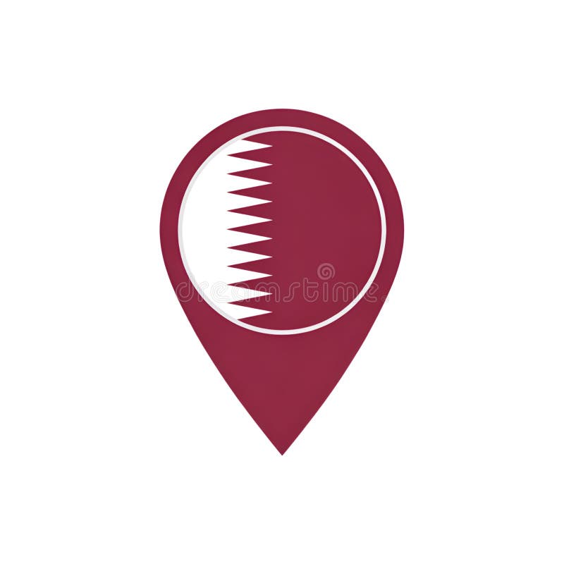 Qatar Flag Map Pointer Location Icon Graphic Design Element Geo Pin Place White Nation Travel ...