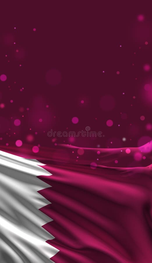 Qatar Flag, Qatari Colors, Maroon 3D Rendering Stock Illustration ...
