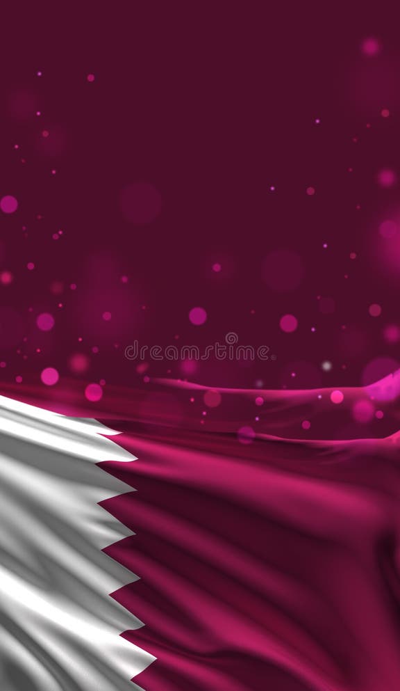 Qatar Flag, Qatari Colors, Maroon 3D Rendering Stock Illustration ...