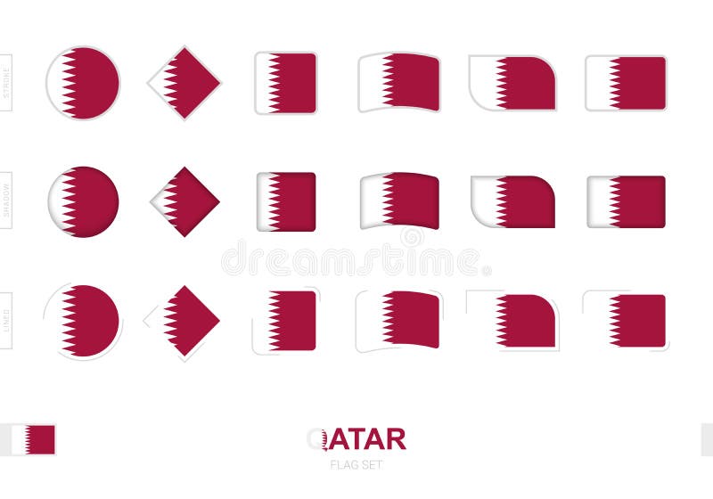 Qatar Flag Set, Simple Flags of Qatar with Three Different Effects ...