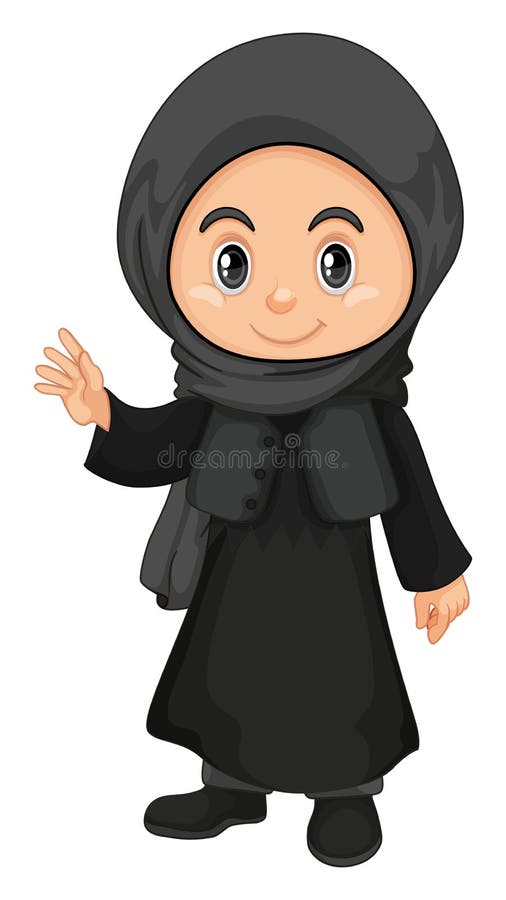 Qatar Girl in Black Costume Stock Vector - Illustration of cute ...
