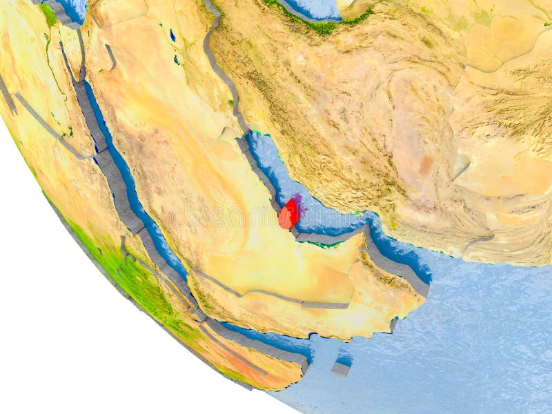 Qatar on Globe with Watery Seas Stock Illustration - Illustration of ...