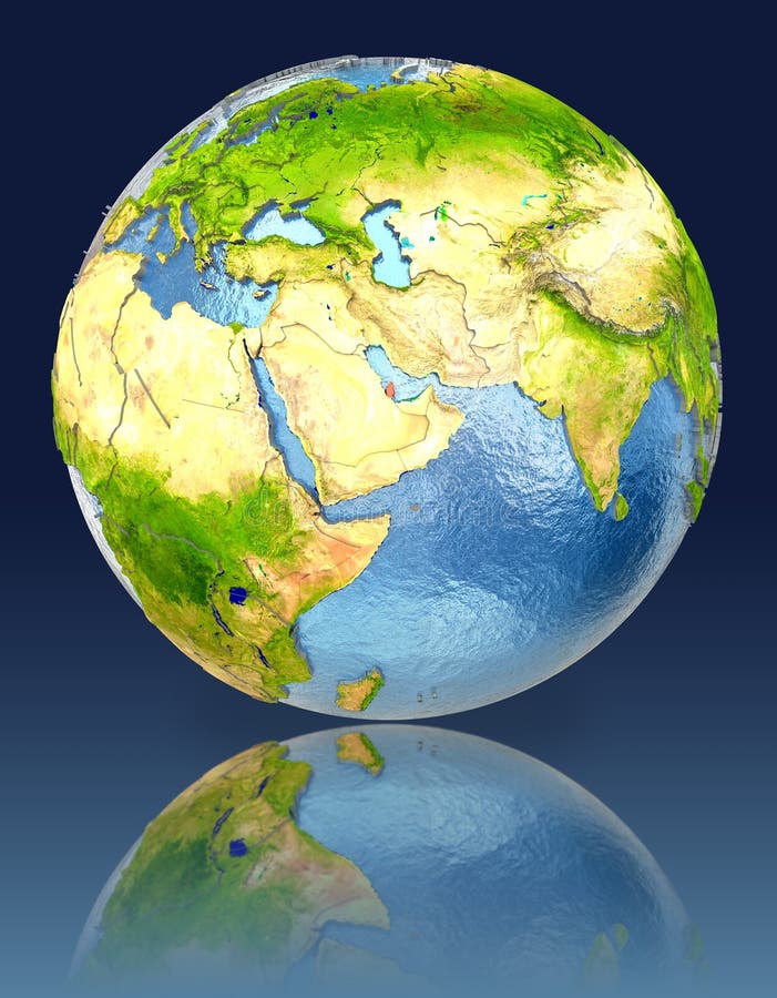 Qatar on Globe with Reflection Stock Illustration - Illustration of ...