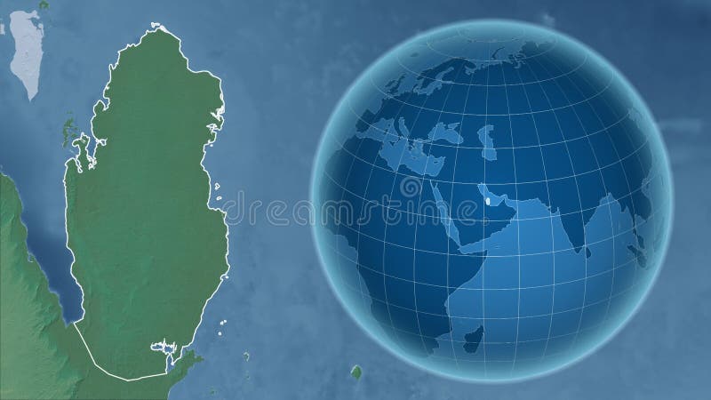 Qatar and Globe. Relief stock footage. Video of bathymetry - 247315946