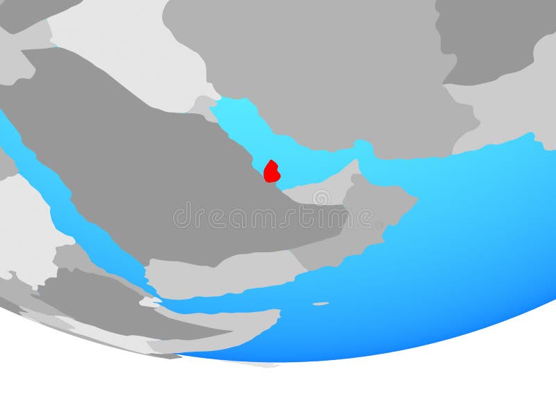 Qatar on globe in red stock illustration. Illustration of borders ...