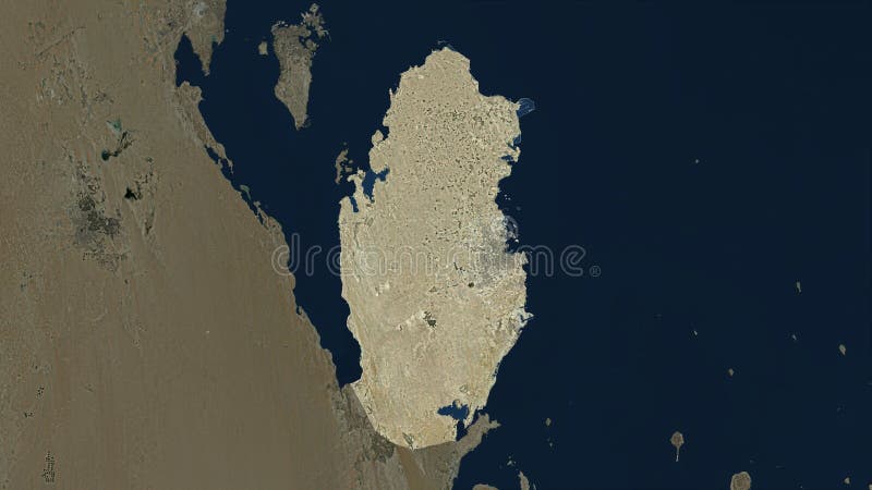 Qatar Highlighted. Low-res Satellite Stock Illustration - Illustration ...
