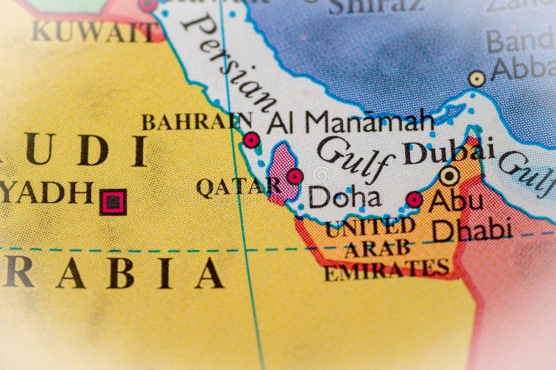 Qatar Highlighted on a World Map Stock Image - Image of spot ...