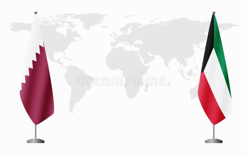 Qatar and Kuwait Flags for Official Meeting Stock Vector - Illustration ...