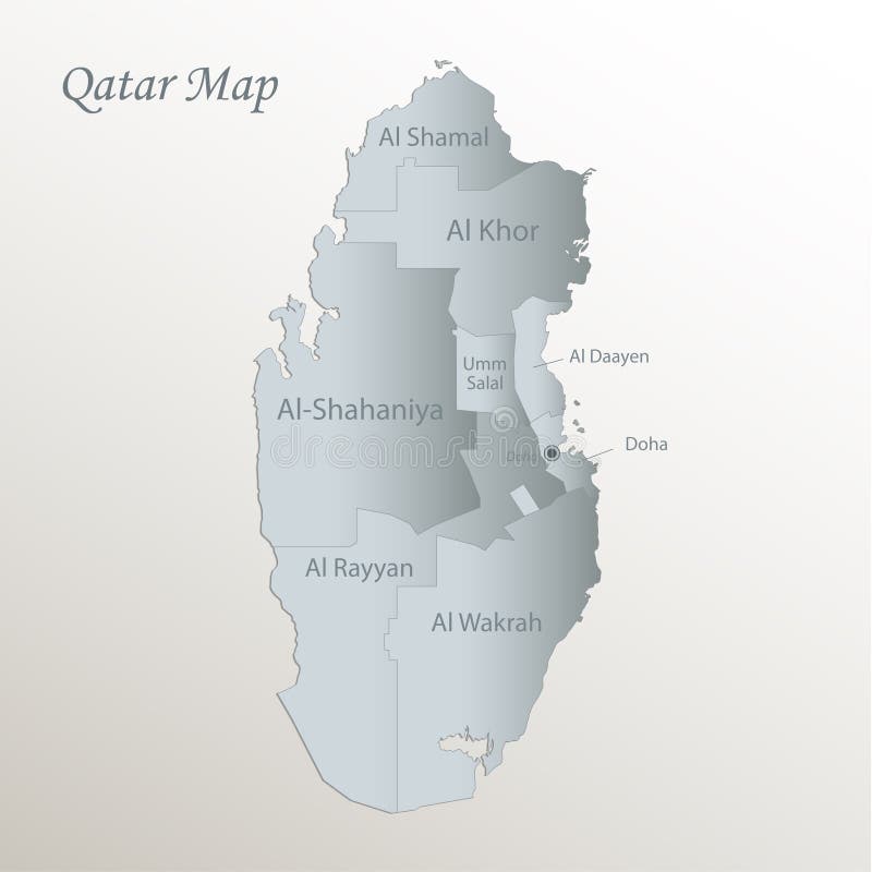 Qatar Map, Administrative Division, Separate Individual Regions with ...