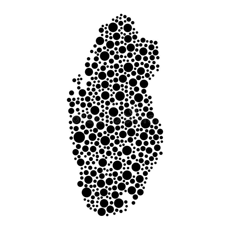 Qatar Map from Black Circles of Different Diameters or Spots, Blotches ...