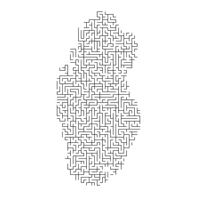 Qatar Map from Black Pattern of the Maze Grid. Vector Illustration ...