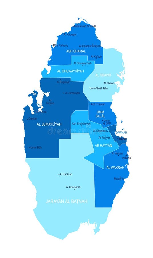 Qatar Map. Cities, Regions. Vector Stock Illustration - Illustration of ...
