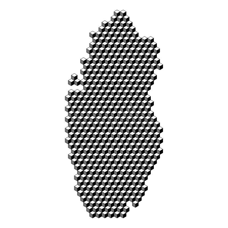 Qatar Map from 3D Black Cubes Isometric Abstract Concept, Square ...