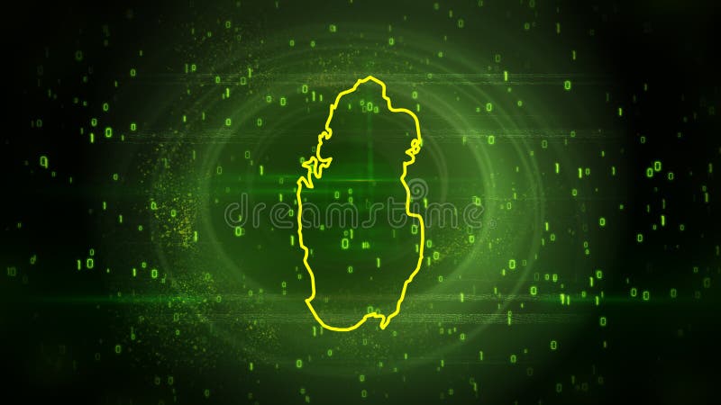 Qatar Map on Digital Background Stock Illustration - Illustration of ...