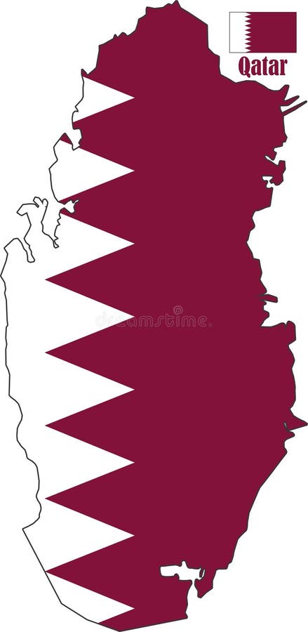 Qatar Map and Flag Illustration Vector Stock Vector - Illustration of ...