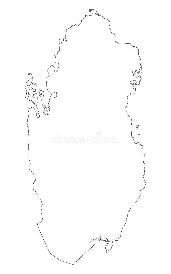 Qatar Outline Map Country Shape Stock Vector - Illustration of ...