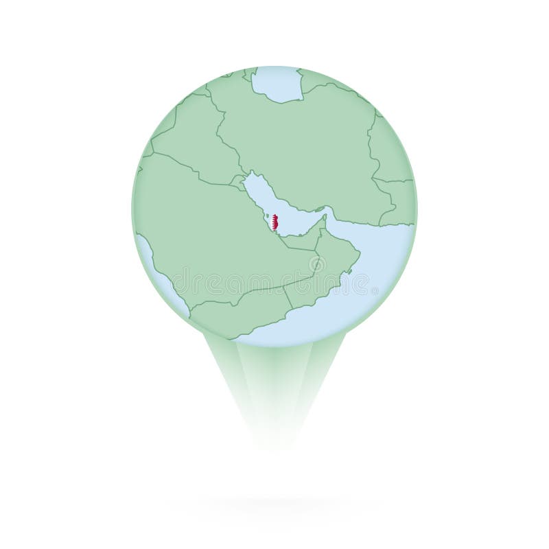 Qatar Map, Stylish Location Icon with Qatar Map and Flag Stock Vector ...