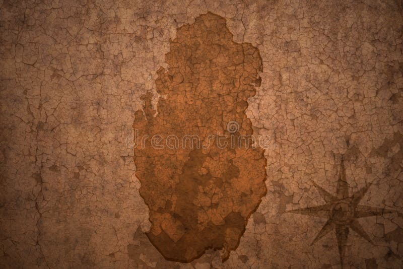 Qatar Map on Vintage Paper Background Stock Photo - Image of break ...
