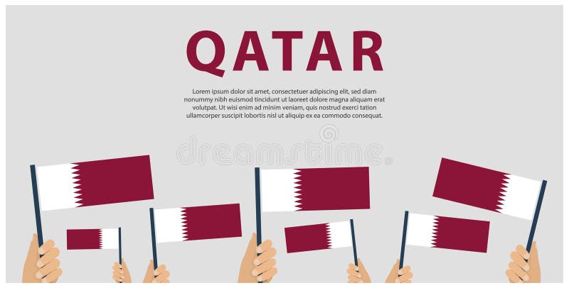 Qatar National Day Poster with Hands Holding Flags, December 18 Stock ...