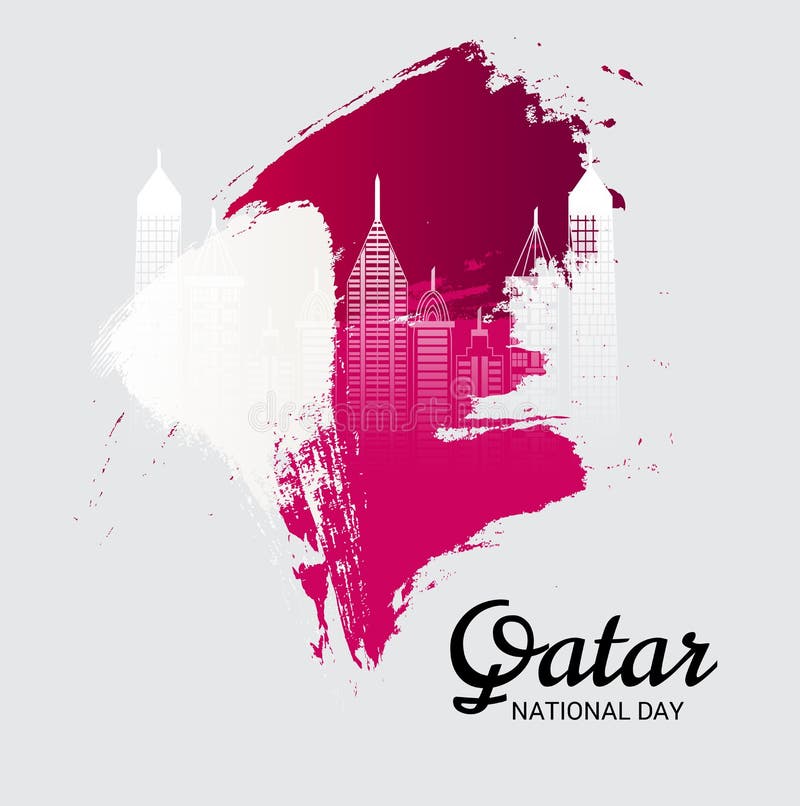 Qatar National Day. stock illustration. Illustration of card - 133538834