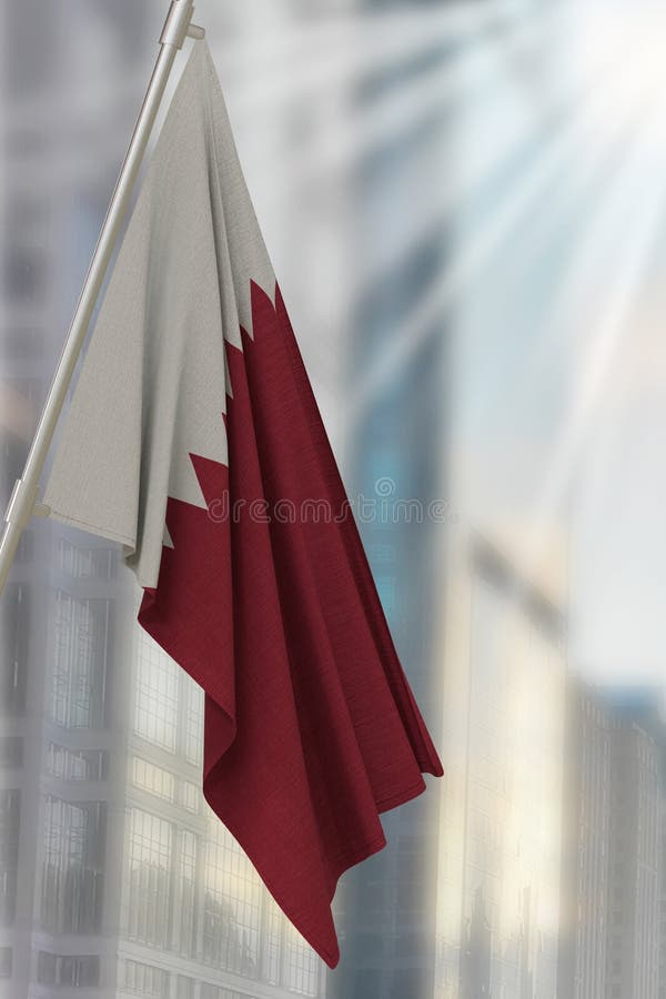 Qatar National Flag. Render 3D Stock Illustration - Illustration of ...