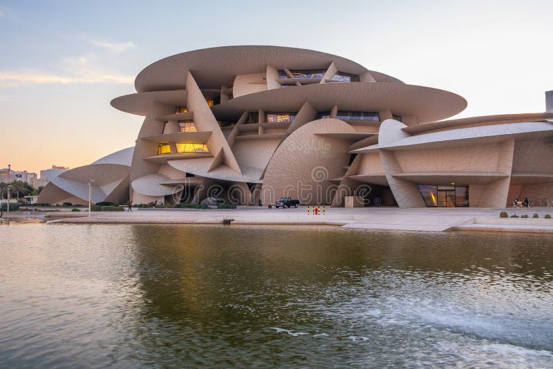 Qatar National Museum during Sunset Editorial Stock Image - Image of ...