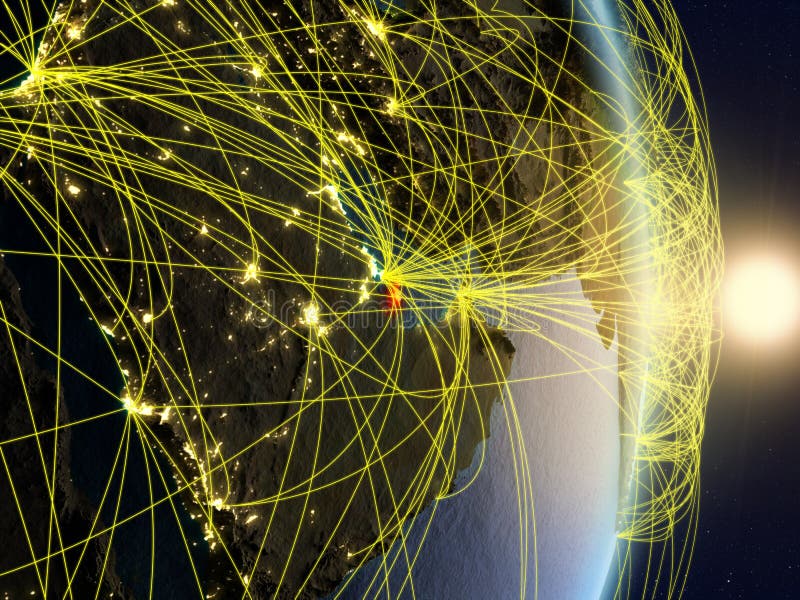 Qatar on Networked Planet Earth Stock Photo - Image of connections ...