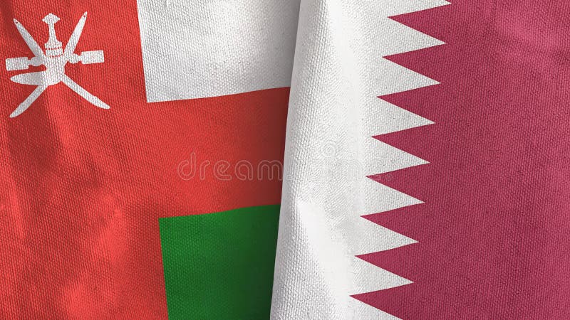 Qatar Vs Oman, Omani Smoky Mystic Flags Placed Side by Side. Thick ...