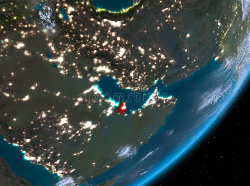 Orbit View of Qatar at Night Stock Illustration - Illustration of ...