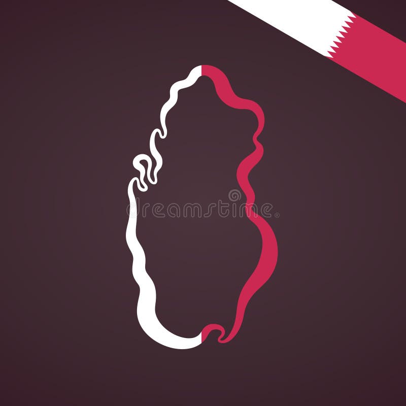 Qatar - Outline Map and Corner Flag Stock Illustration - Illustration ...