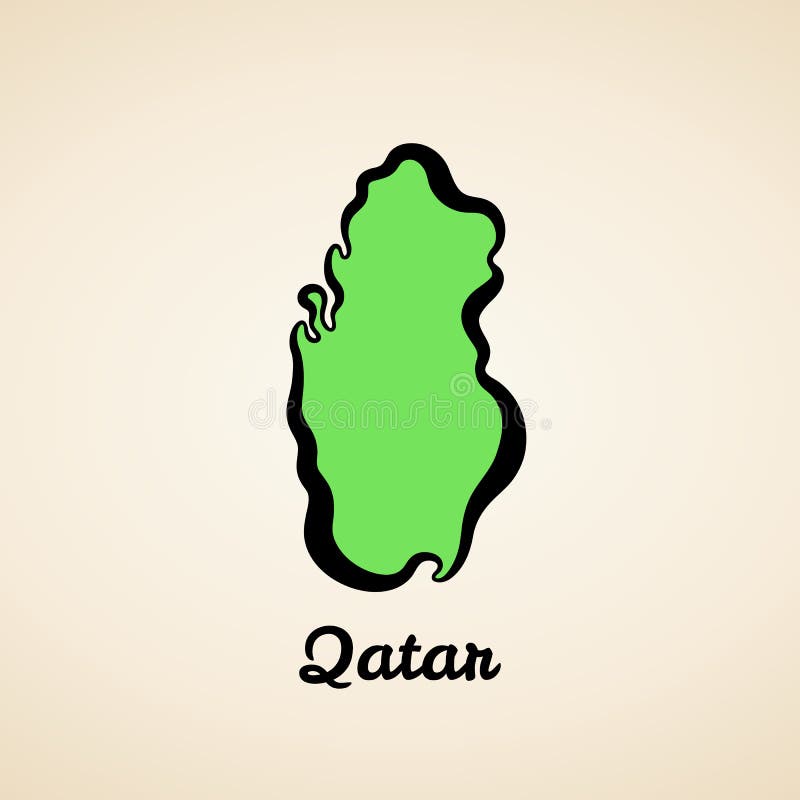 Qatar - Stylized Outline Map Stock Illustration - Illustration of ...