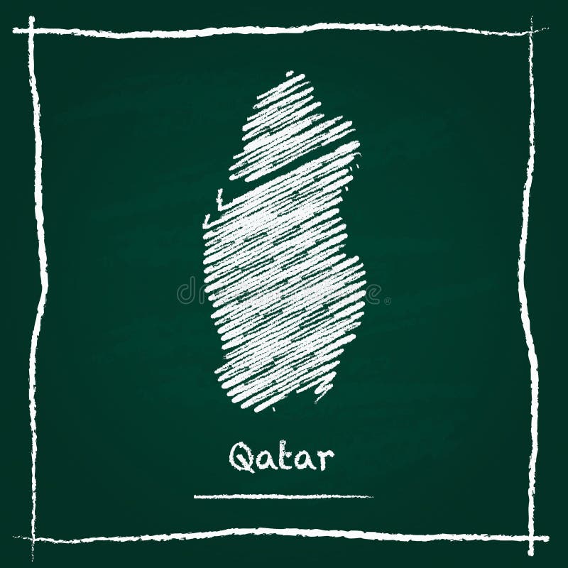 Qatar Map Hand Drawn Sketch. Vector Concept Illustration Flag ...
