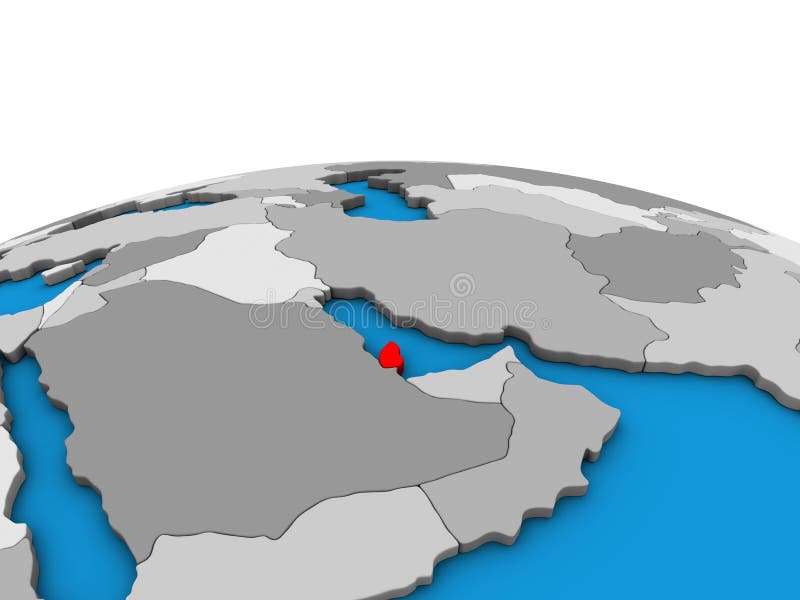 Qatar on Globe Isolated on White Stock Illustration - Illustration of ...