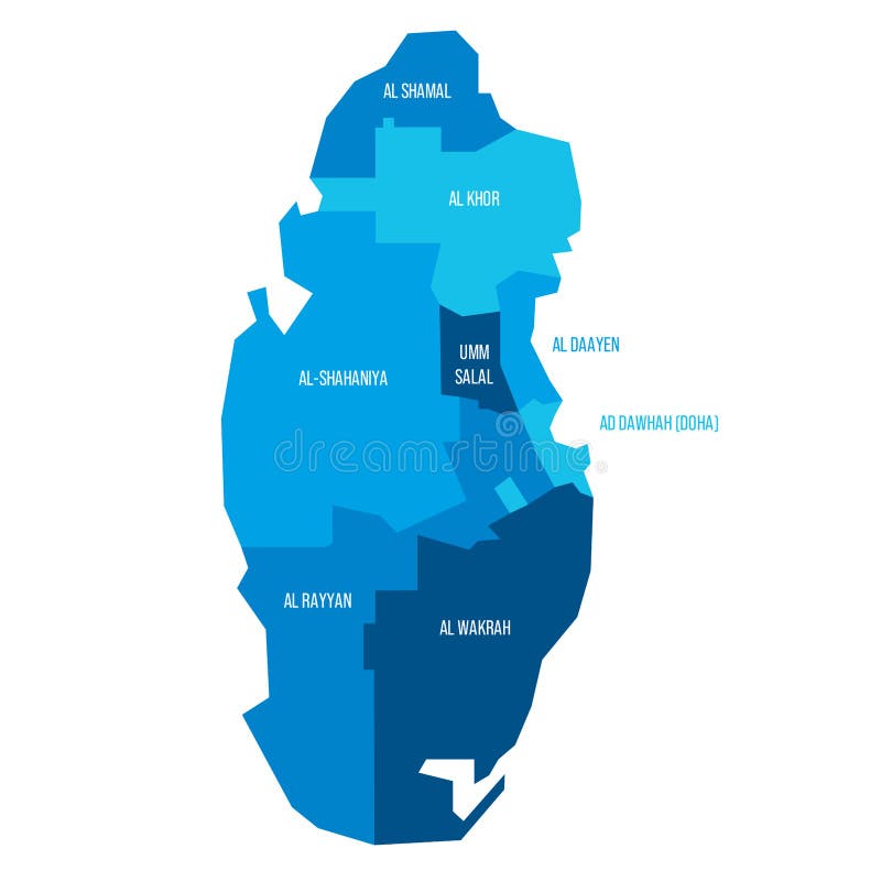 Qatar Political Map of Administrative Divisions Stock Vector ...