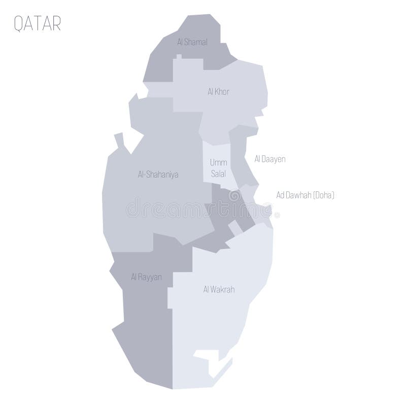 Qatar Political Map of Administrative Divisions Stock Vector ...