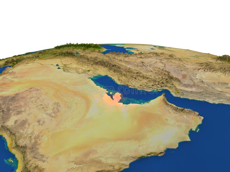 Qatar in red from orbit stock illustration. Illustration of ...
