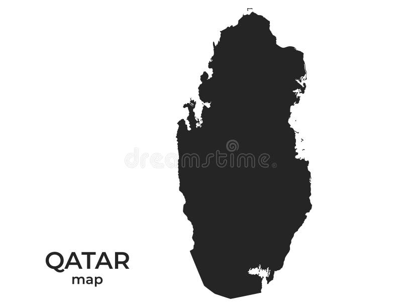 Qatar Silhouette Map. Isolated Vector Template Image of Asian Country ...