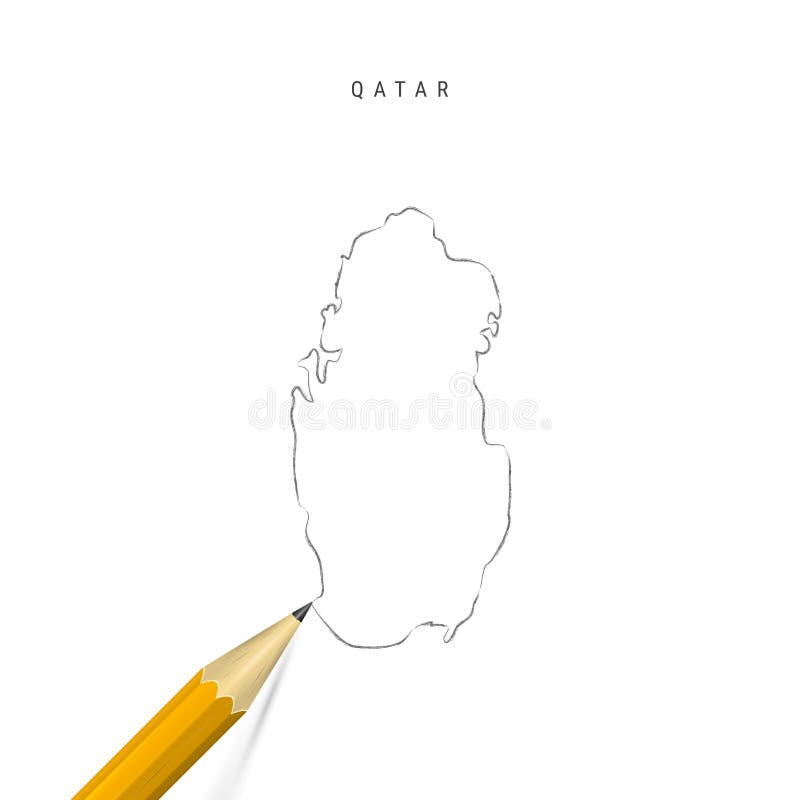 Qatar Freehand Sketch Outline Vector Map Isolated On White Background ...
