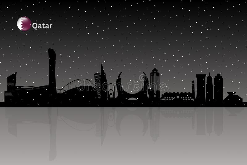 Qatar Skyline, Qatar Cityscape, Qatar Skyscraper Buildings Vector ...